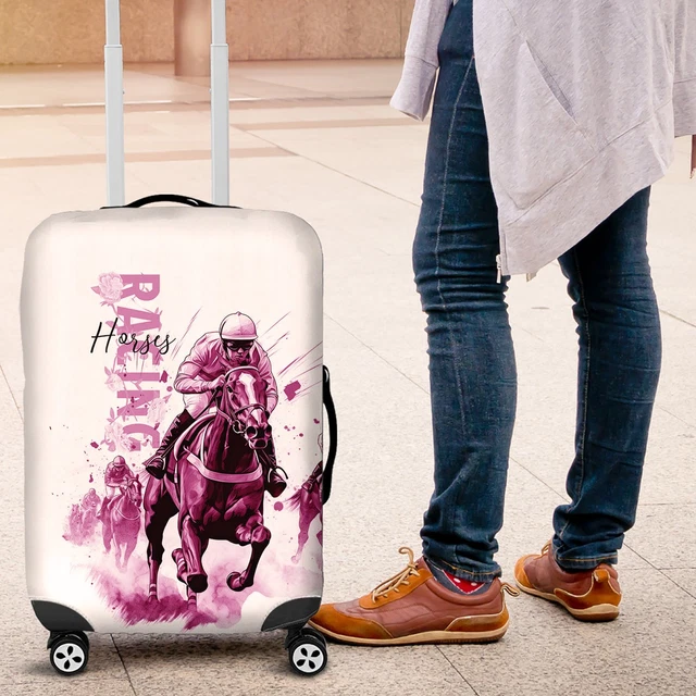 KENTUCKY HORSES RACING Luggage Cover Jockey Drawing Style Pink Out ...