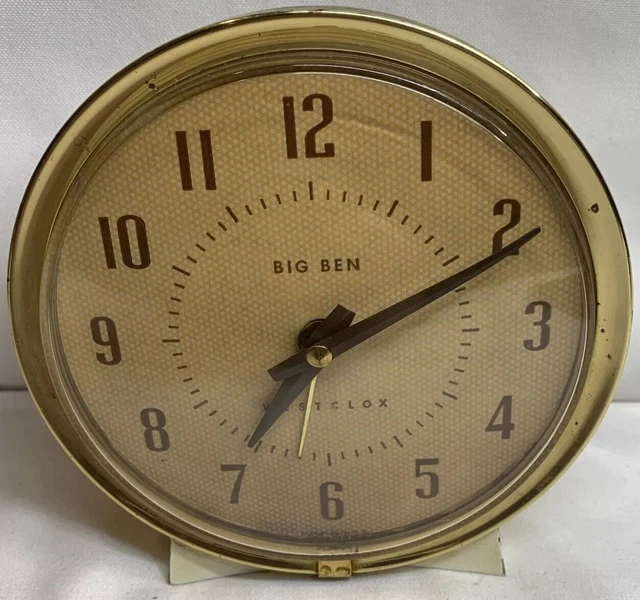 BIG BEN WESTCLOX Vintage White Wind Up Alarm Clock Tested And Working £ ...