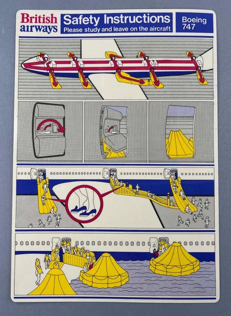 BRITISH AIRWAYS BOEING 747 Vintage Airline Safety Card Ba F403 £99.95 ...