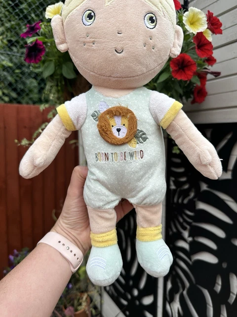 ALDI LITTLE TOWN Baby Boy Doll lion Plush Soft Toy blond hair born to ...