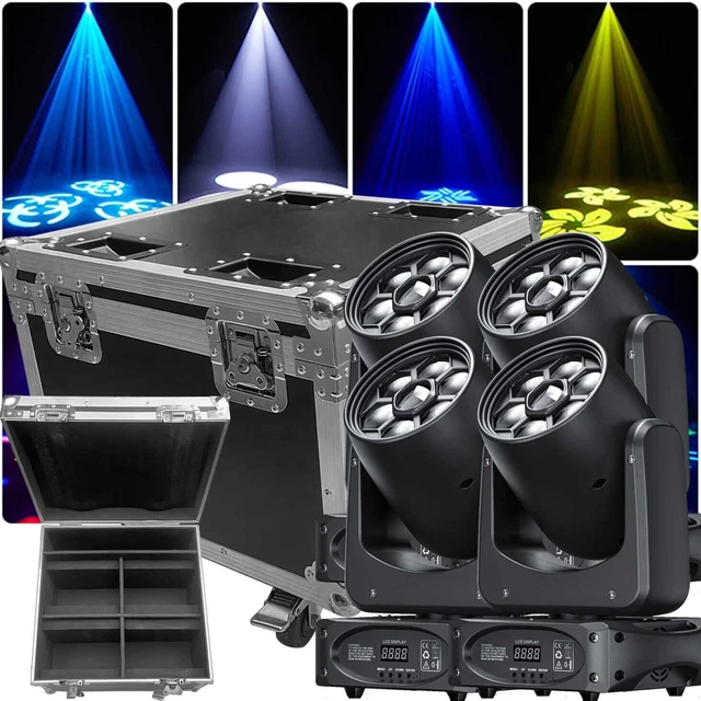 4 PIÈCES LED Beam Moving Head DMX RGBW 3 prismes + 8 lumières de scène ...