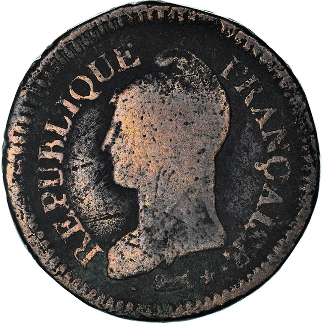 [#841661] COIN, FRANCE, Dupré, Decime, AN 8, Metz, Hybrid issue, F, Bro ...