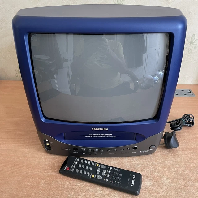 SAMSUNG CRT TV Video Combi 14” Blue Retro Gaming Model T1-14B7 Remote ...