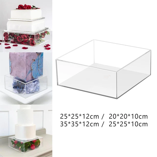 ACRYLIC BOX CLEAR Acrylic Fillable Cake Display Board, DIY Flower Stand ...