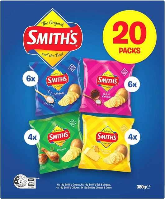 SMITH’S CRINKLE CUT Potato Chips Flavour Mix Multipack Variety (Salt ...