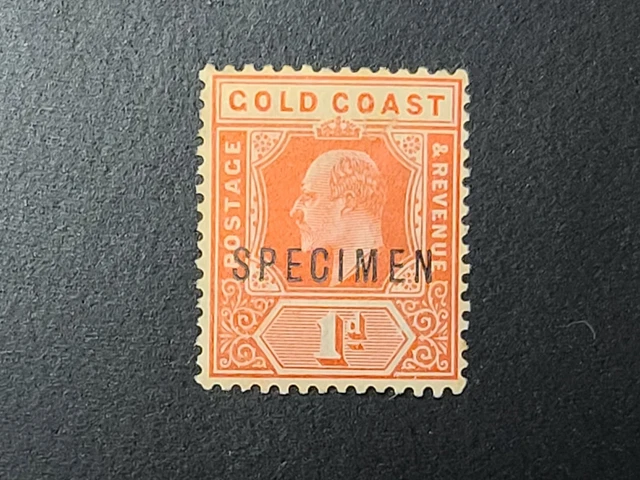 GOLD COAST SPECIMEN POSTAGE STAMP ONE PENNY 1d KEVII MINT $14.18 ...