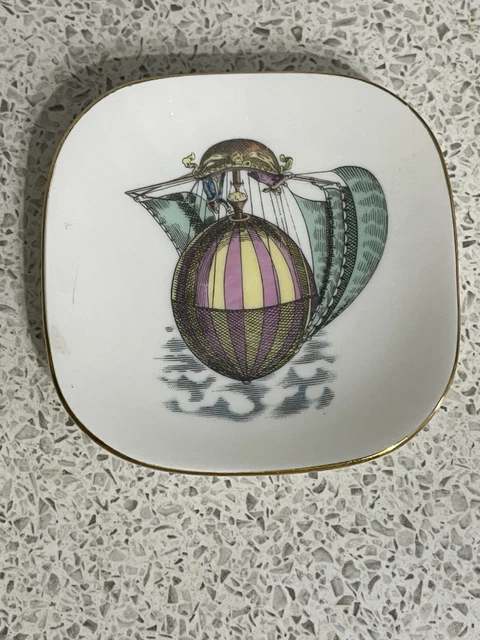 RICHARD GINORI PORCELAIN Butter Pat Dish Hot Air Balloon Design Zambia ...