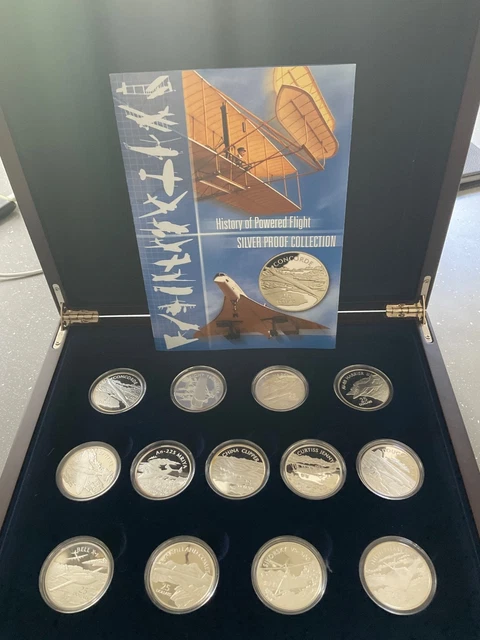 ROYAL MINT SILVER Proof Coin Set History of Powered Flight $25, 13 ...