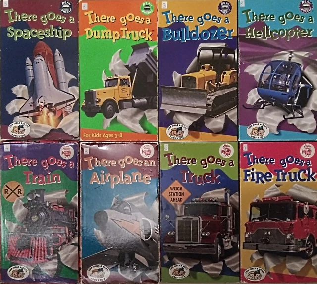 8 THERE GOES A VHS Tape Lot Bulldozer Train Fire Dump Truck Helicopter ...