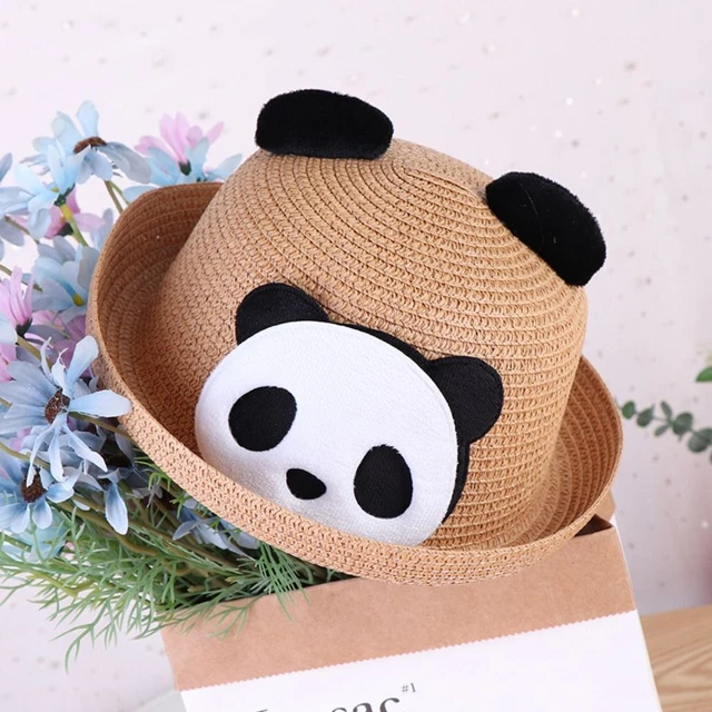 CARTOON PANDA BEACH Sun Hats Sun Protection Parent-child Caps Kids ...
