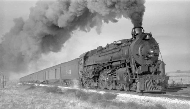 AT&SF SANTA FE Railroad locomotive engine No. 3461 type 4-6-4 OLD TRAIN ...