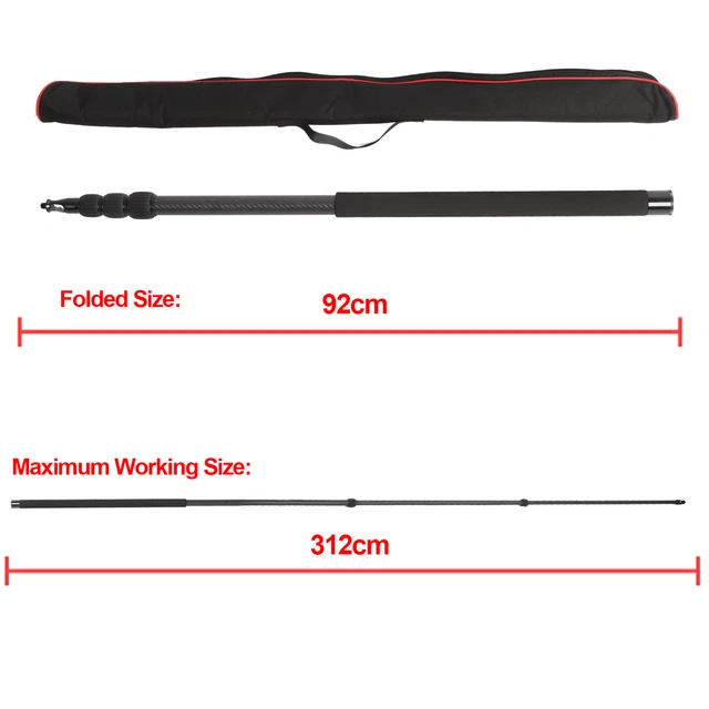 3.12M CARBON FIBER Telescoping Boom Pole With Internal Coiled Cable Mic ...