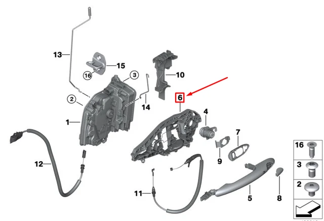 MINI COOPER F56 Support de poignée de porte extérieure 51217296458 ...