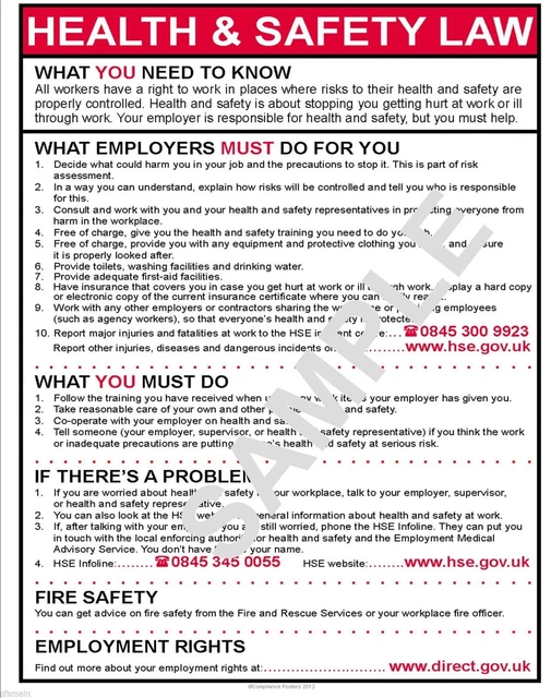 Health And Safety Law Poster IN VENDITA! - PicClick IT Health And Safety Law Poster IN VENDITA! - PicClick IT