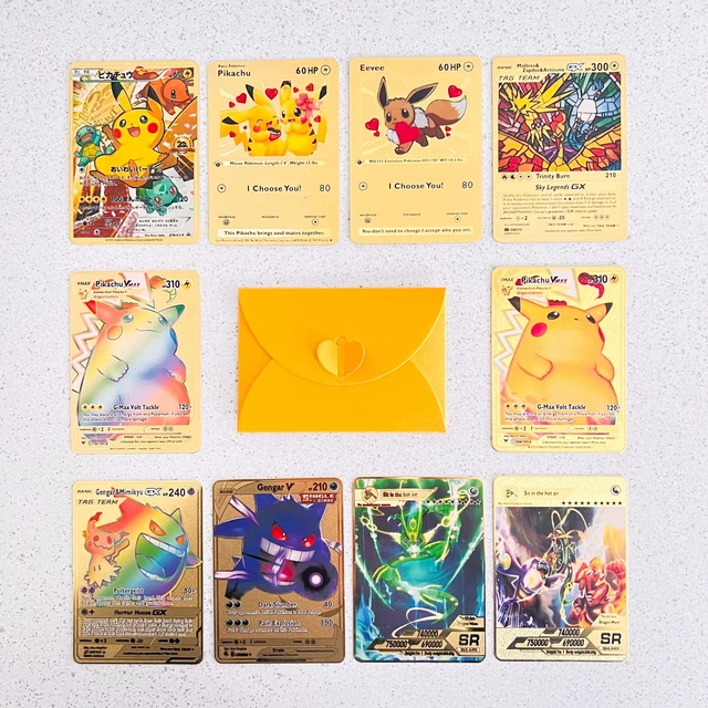 POKEMON SOLID GOLD Metal Card * Pikachu Gengar VMAX GX EX Rainbow ...