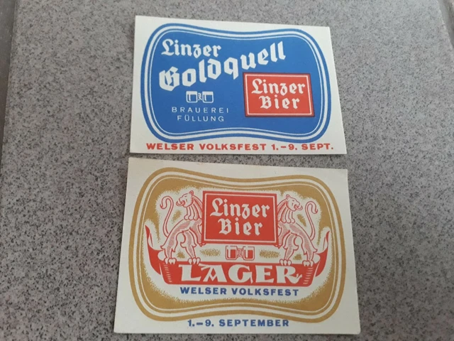 2 ALTE BIERETIKETTEN beerlabel Brauerei Linz Linzer Bier Österreich ...