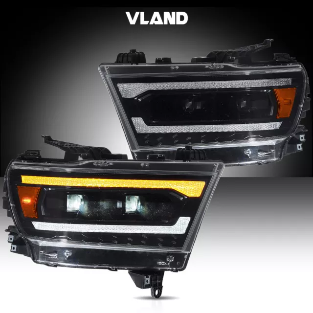 VLAND LED PROJECTOR Headlights For 2019-2024 Dodge Ram 1500 w/Dynamic ...