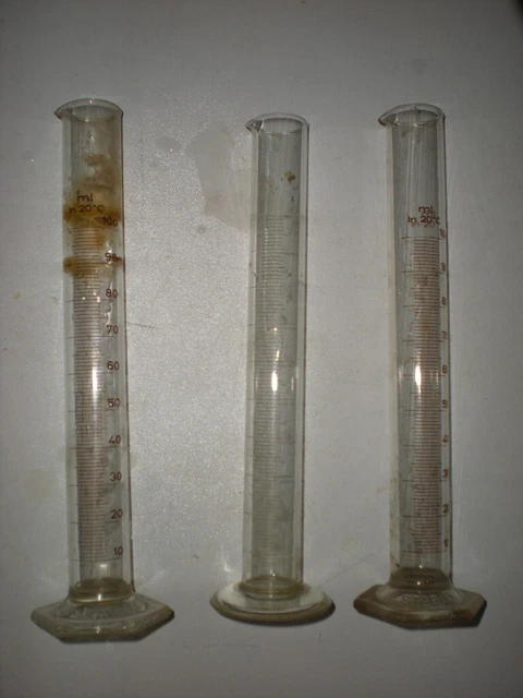 3 EPROUVETTES GRADUÉES becher 100 ml vase soliflore déco chimie ...