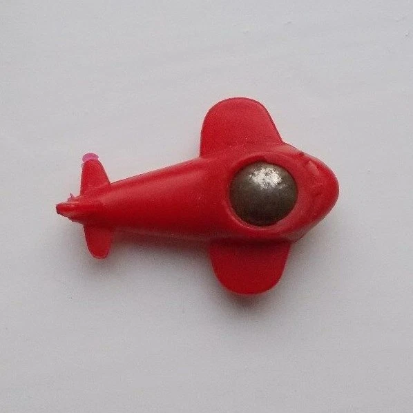 RARE VINTAGE KINDER Surprise Egg Toy Red Metal Ball Plane Airplane ...
