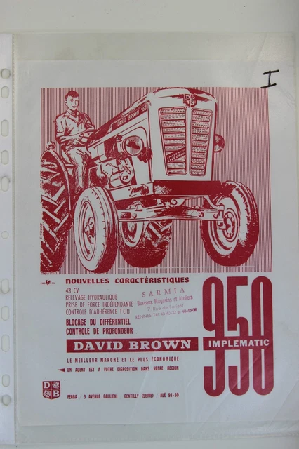 PROSPECTUS BROCHURE TRACTEUR David Brown 950 implematic tractor traktor tratorre EUR 17,99 ...