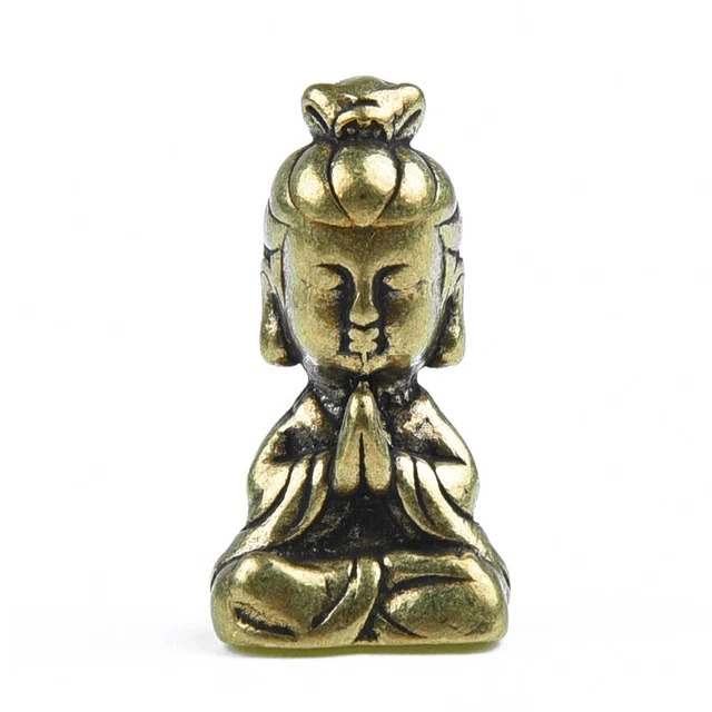 MINI STATUE CAPTIVANTE en laiton Bouddha Guanyin ornement pour bureau à domicil EUR 7,39 ...