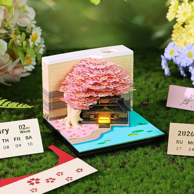 3D DESK CALENDAR 2026,Creative 3D Memo Artsy Pad Calendar,DIY Paper ...