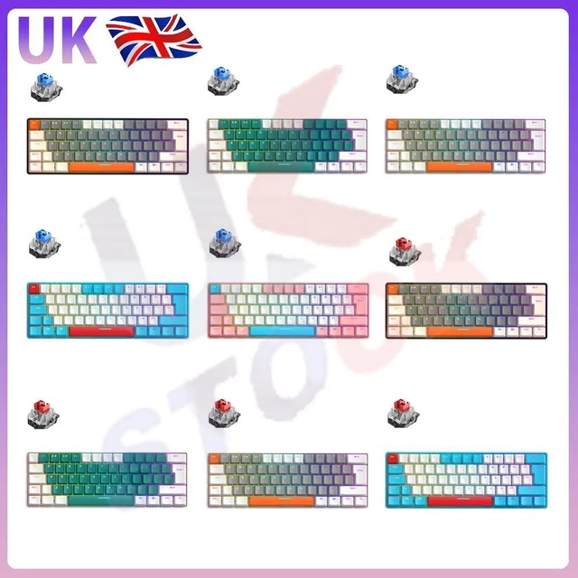 62 KEYS MECHANICAL Keyboard Ergonomic Gamer Keyboard Type-C Mini for ...