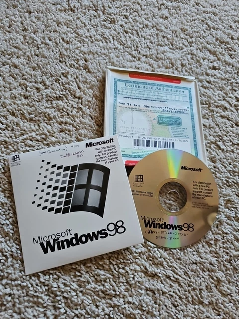 MICROSOFT WINDOWS 98 CD-ROM Disc With Certification Key $11.61 - PicClick