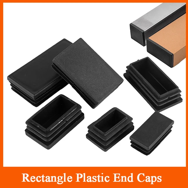 BLACK RECTANGULAR PLASTIC End Caps Ribbed Plugs Blanking Inserts ...