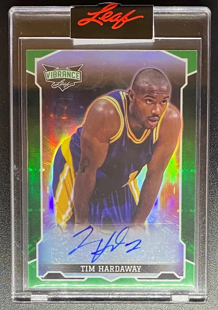 AUTOGRAPHE VERT PRISMATIQUE 2022 Leaf Vibrance Tim Hardaway #BA-TH1 7/15 Warriors EUR 27,58 ...