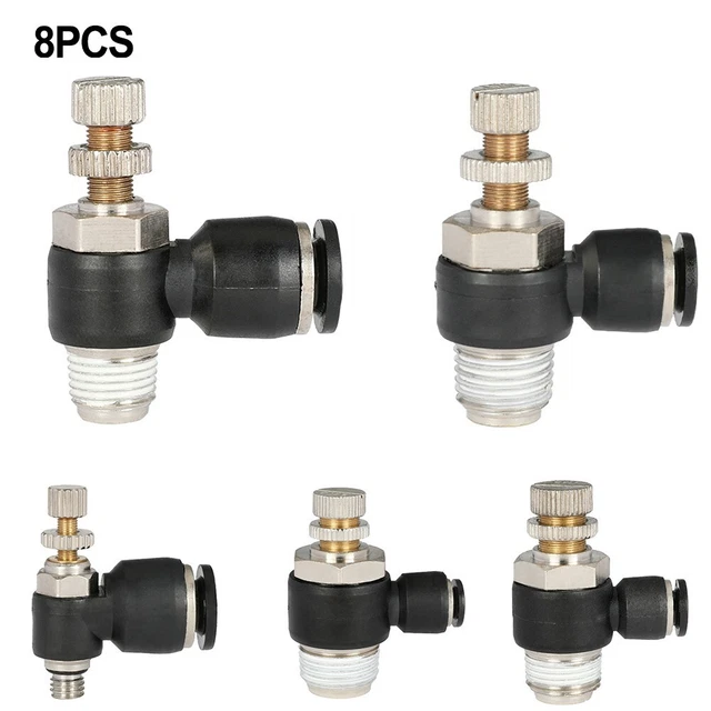 8PCS AIR FLOW Speed Control Valve Connector Tube Hose Pneumatic Push In Fitting £9.90 - PicClick UK