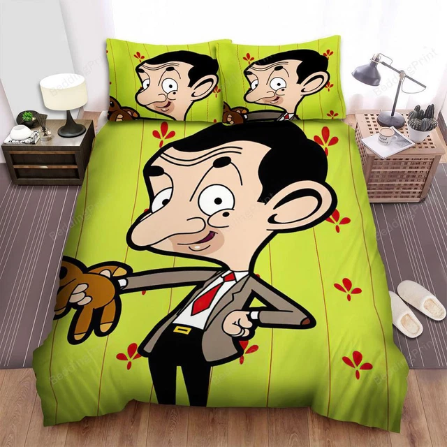 MR. BEAN TEDDY Poster Quilt Duvet Cover Set Queen Bedspread Kids King ...