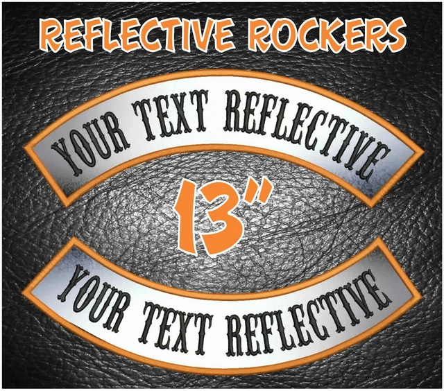 CUSTOM EMBROIDERED REFLECTIVE Biker Banner Rocker Patch $25.00 - PicClick