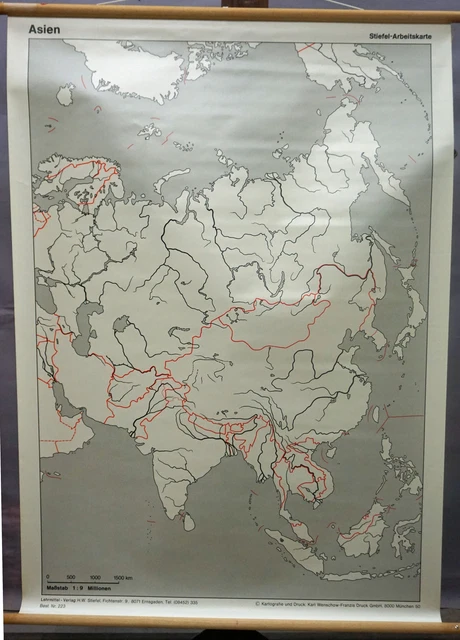 VINTAGE MURAL MAP Asia Rollable Wall Chart Poster £165.62 - PicClick UK