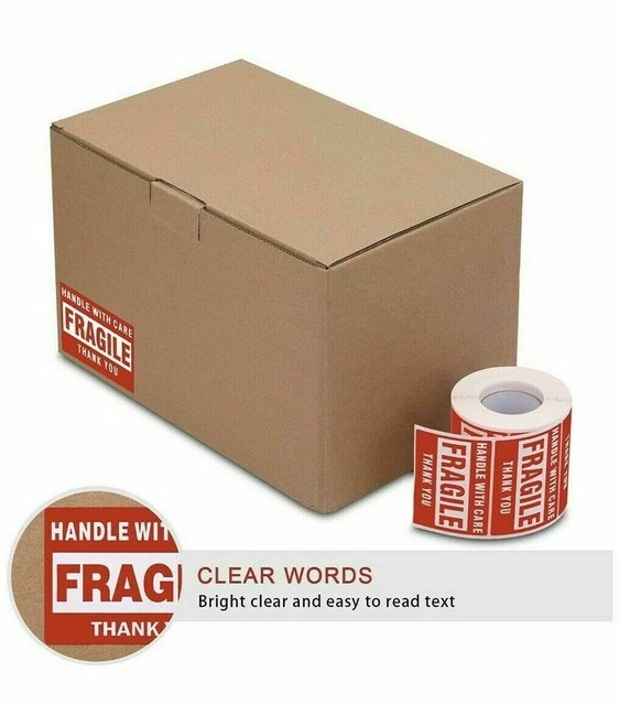 HANDLE WITH CARE Fragile Parcel Labels- Postage,Stickers Permanent Self ...