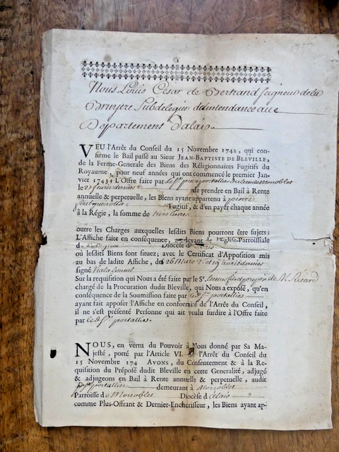 ALAIS MONOBLET 1747 Confiscation et vente des biens d'un Protestant ...