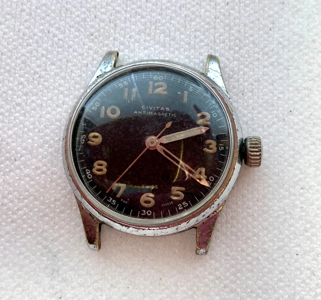 WWII WATCH CIVITAS SWISS Military WW2 VTG 1940s ANTIMAGNETIC for PARTS ...