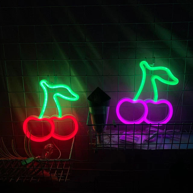 CHERRY FRUITS LED Neon Light Colorful Neon Sign Night Lamp Hanging ...