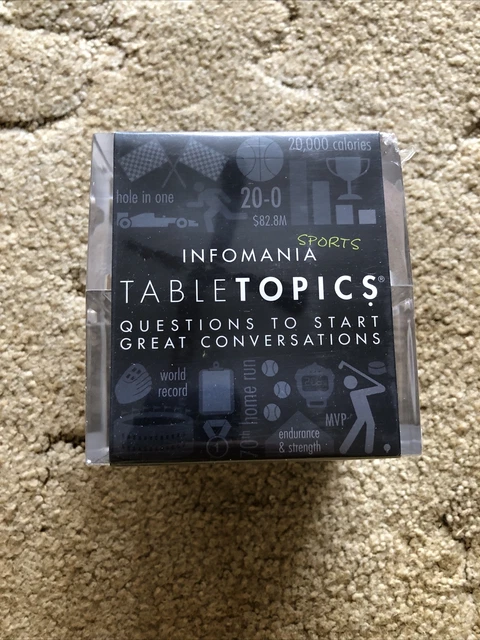 INFOMANIA TABLE TOPICS Questions To Start Great Conversations New £14. ...