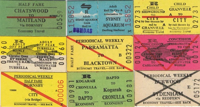 RAILWAY TICKETS NSWGR NSW SRA Various unused issues Sydney suburban ...