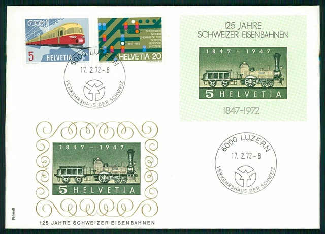 SCHWEIZ GEDENKBLOCK 1972 125 JAHRE EISENBAHN DAMPFLOK ZUG gl43 £15.80 - PicClick UK