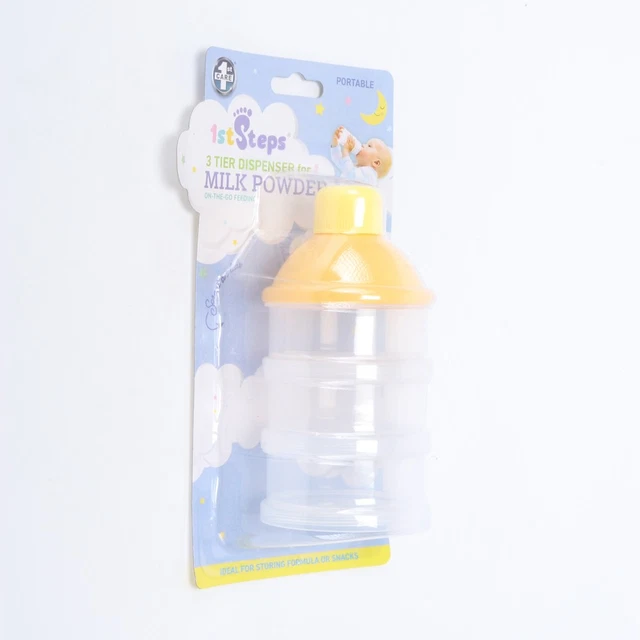 MILK POWDER DISPENSER 3 Teir 7cm Dia x 13.5cm Yellow/Clear BPA Free $12 ...