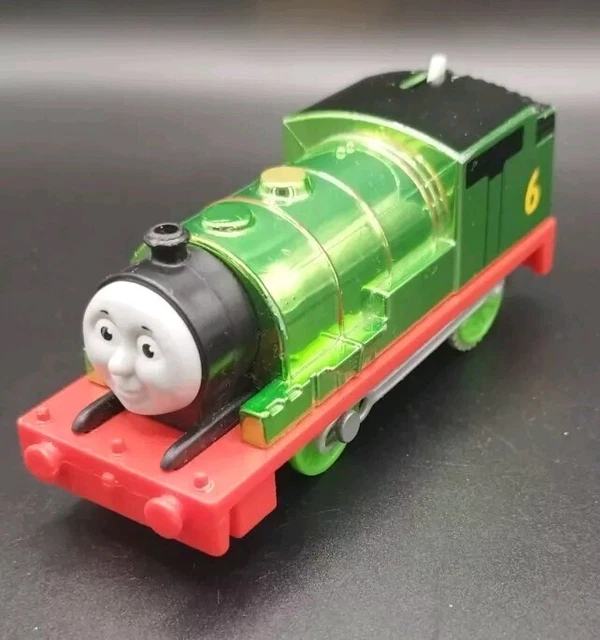 THOMAS & FRIENDS Mattel Motorized PERCY 2013 Train Shiny Green Metallic ...