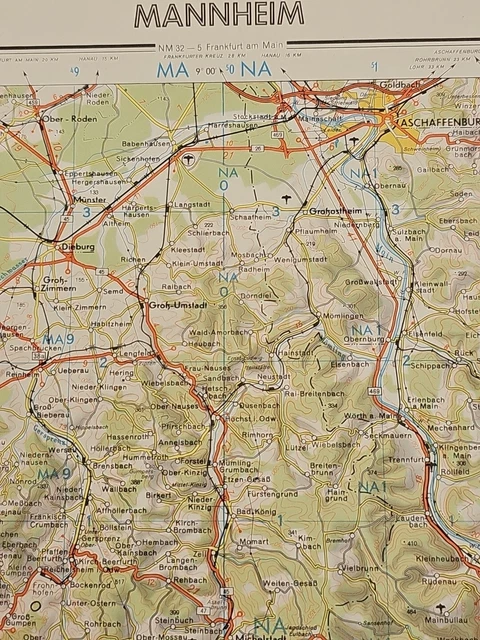 VINTAGE GEOGRAPHICAL MAP Mannheim Germany c1968 Wall Mountable £25.00 ...