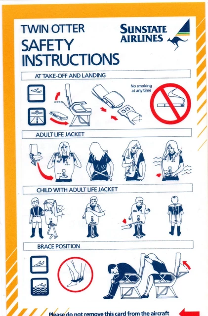 SUNSTATE AIRLINES TWIN Otter - Safety Onboard Card - New EUR 9,61 ...