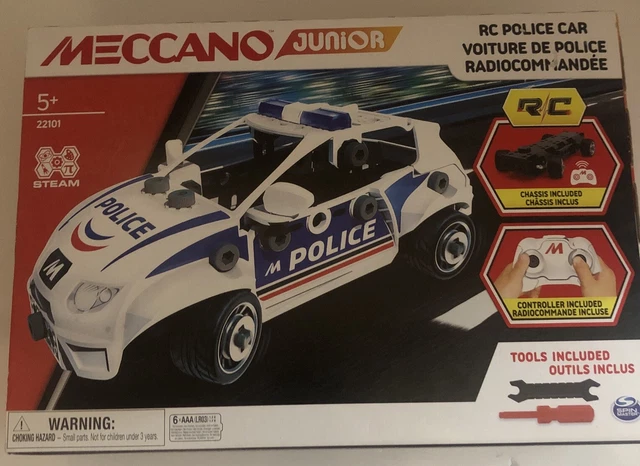 MECCANO JUNIOR POLICE Car Remote Control Building Set 73 Part Kit STEAM ...