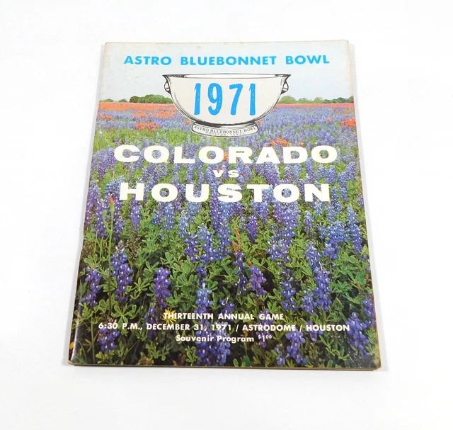 1971 COLORADO VS Houston Astro Bluebonnet Bowl programme de football ...