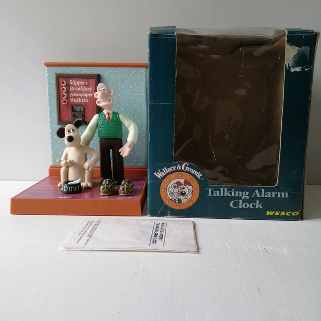 VINTAGE WALLACE AND GROMIT TALKING ALARM CLOCK BOXED WORKING 1990s ...