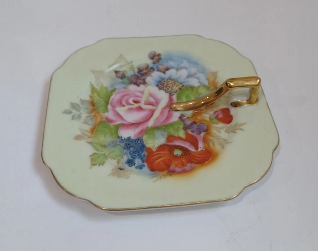 VINTAGE HAND PAINTED Floral Nappy Plate/Candy Dish Made in Occupied ...