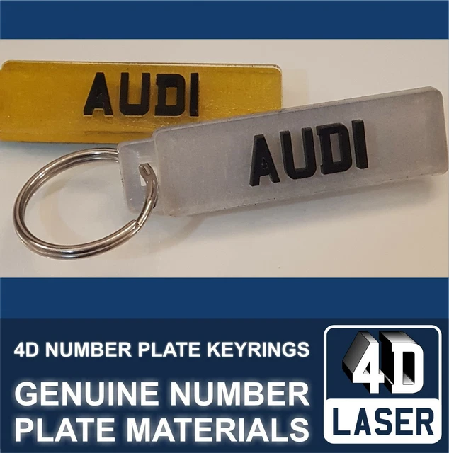AUDI LOGO 4D Laser Cut Car Licence Number Plate Key Ring Fob KeyRing ...